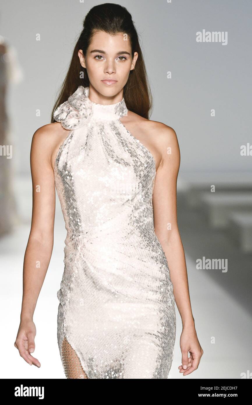 Model Pauline Hoarau walks on the runway during the Ralph and Russo ...