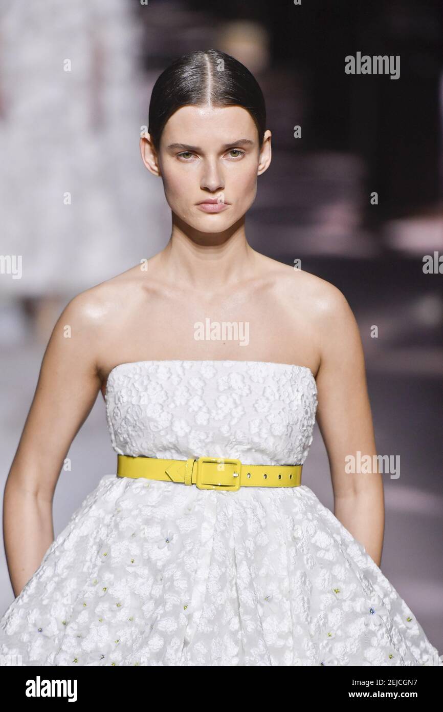 Model Giedre Dukauskaite walks on the runway during the Givenchy Haute Couture fashion show ...