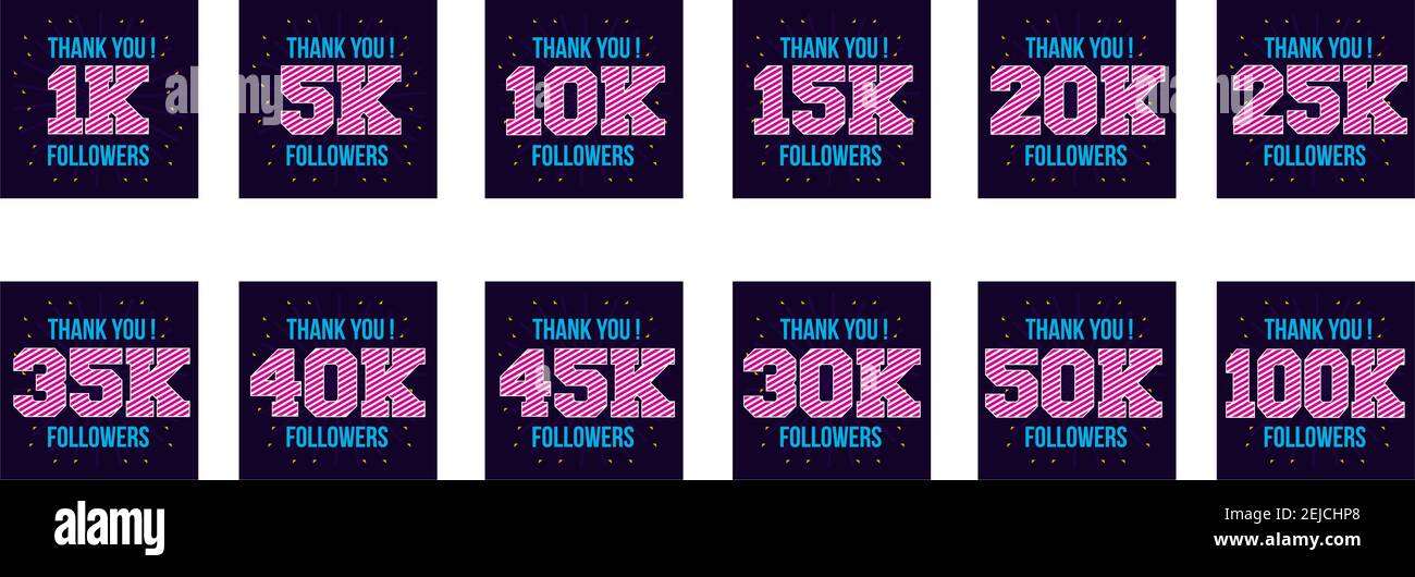 Greeting social card thank you followers. Congratulations follower ...