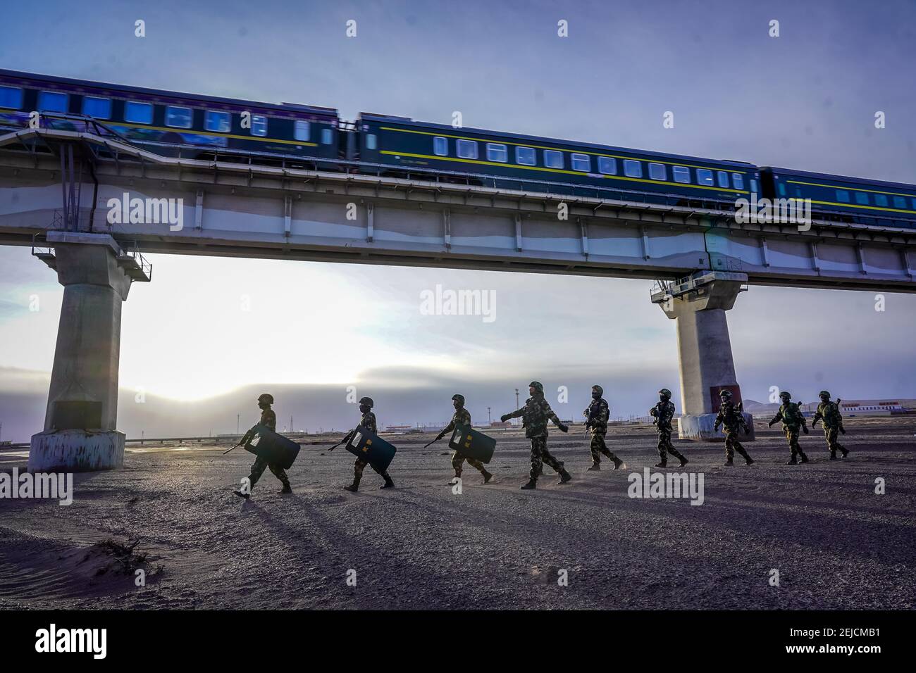 The armed police are patrolling at the depopulated zone to keep the ...