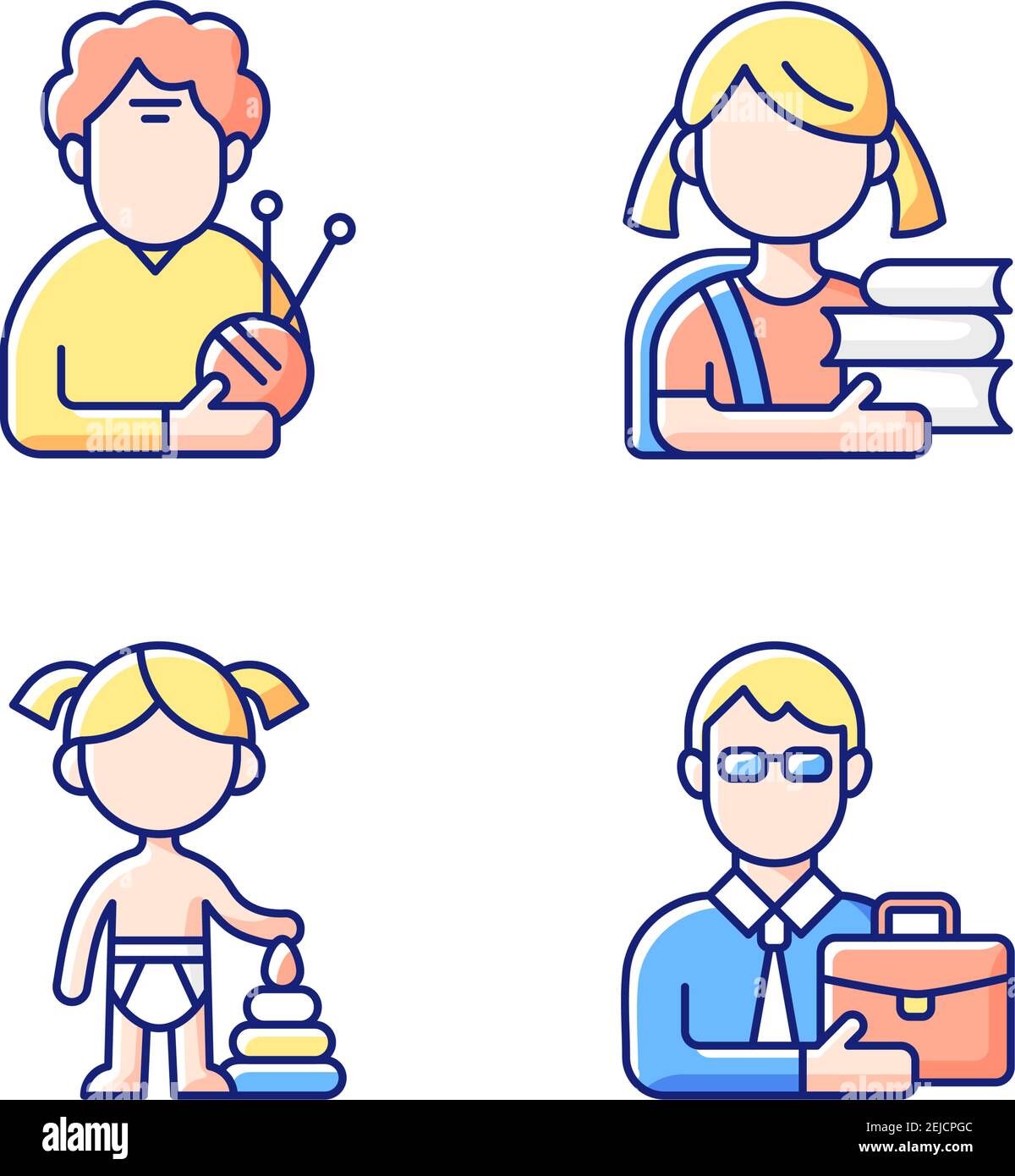 Aging process RGB color icons set Stock Vector Image & Art - Alamy