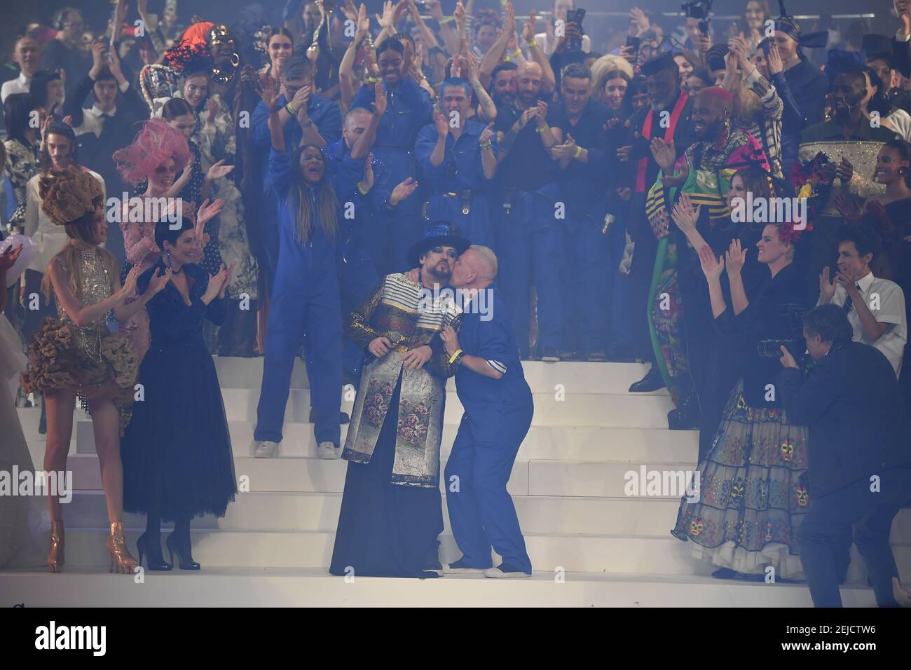 Designer Jean Paul Gaultier, Boy George and Models on the runway during ...