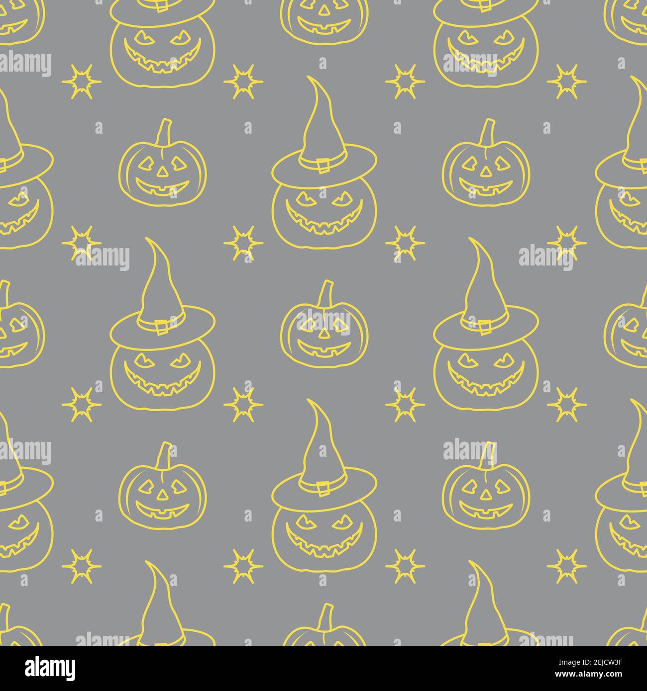 Halloween vector seamless pattern with pumpkins, witch hat. Design for ...