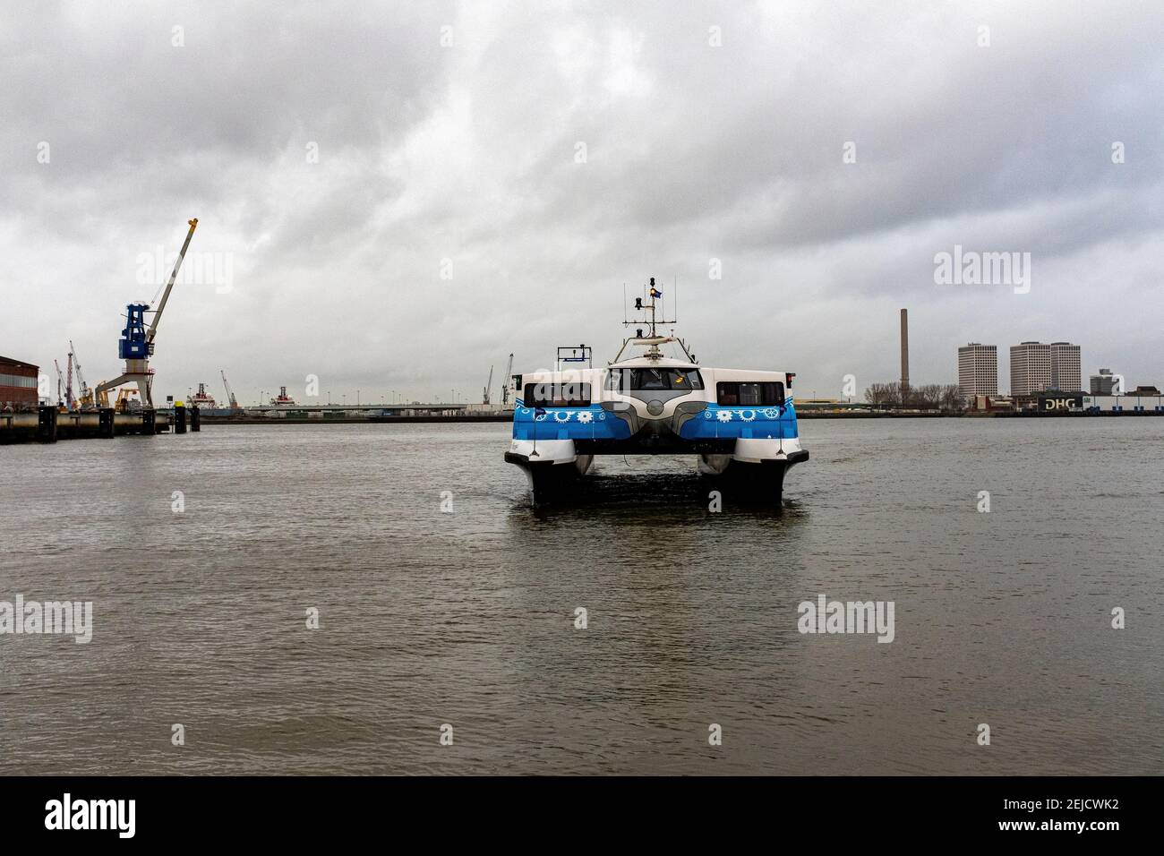 Rotterdam, Netherlands. A Public Transportation Water Bus mooring at ...