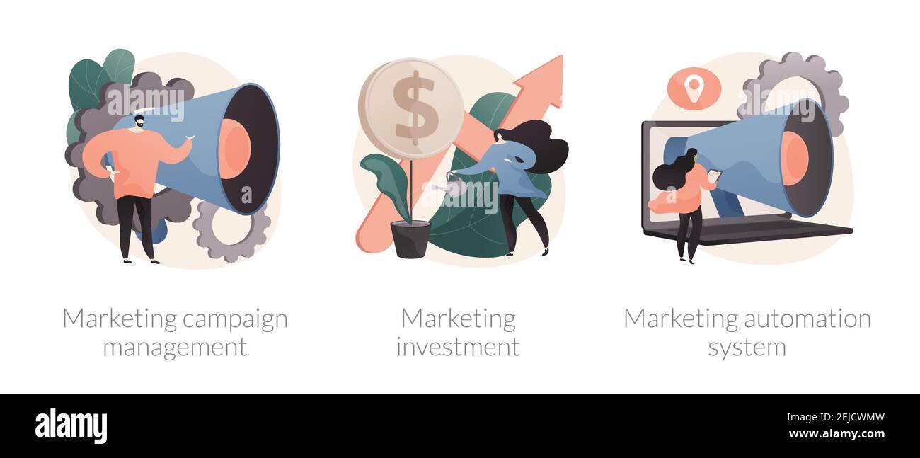 Marketing campaign management abstract concept vector illustrations ...