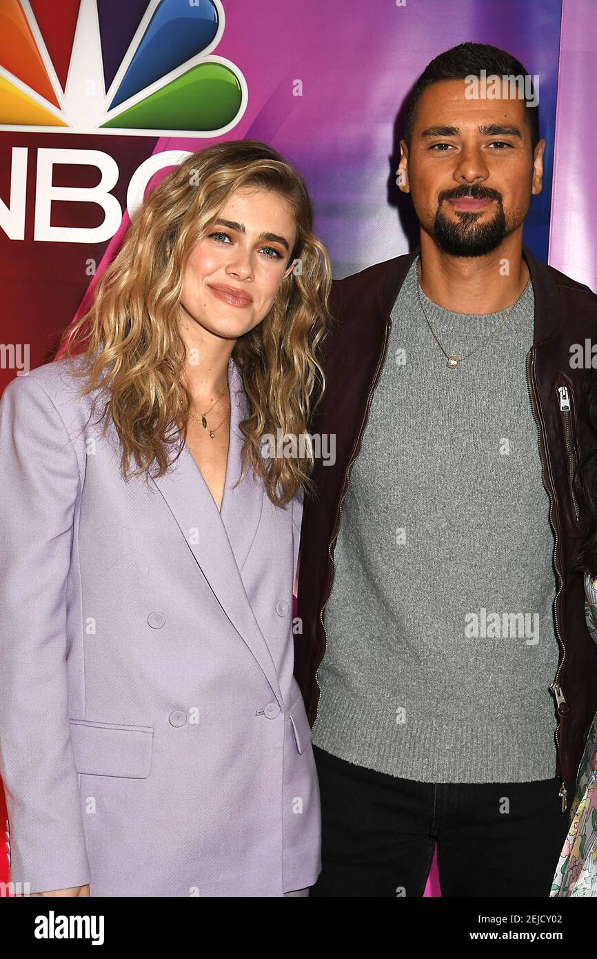 JR Ramirez and Melissa Roxburgh of " Manifest" attend the NBC 2020 ...