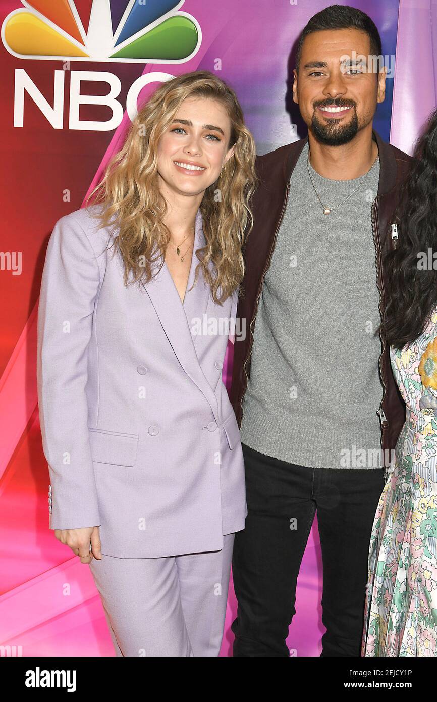 JR Ramirez and Melissa Roxburgh of " Manifest" attend the NBC 2020 ...