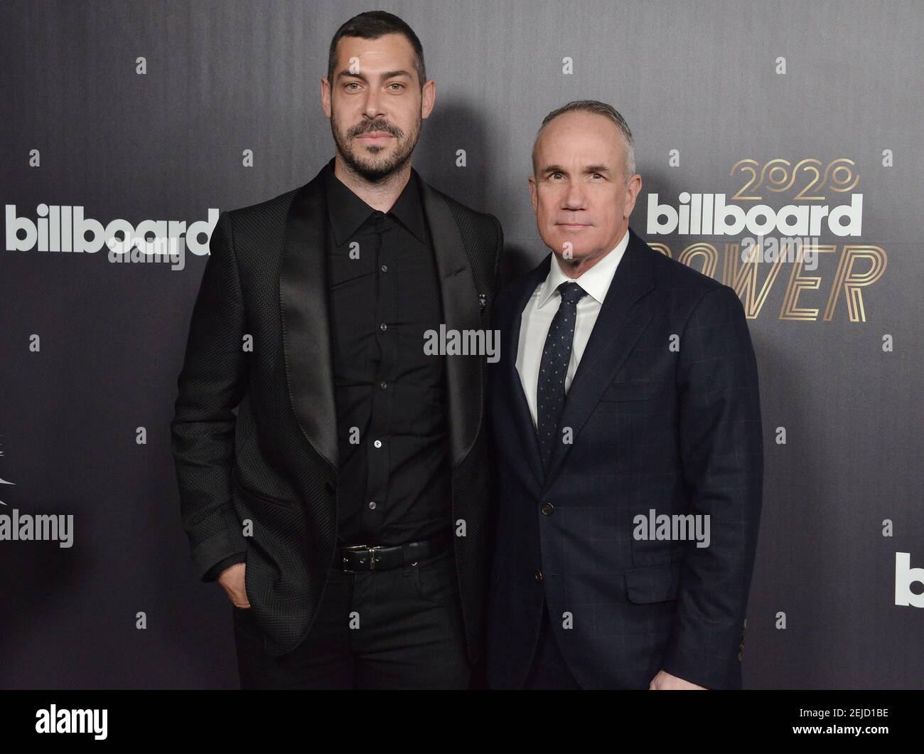(L-R) Aaron Bay-Schuck, and Tom Corson at the 2020 Billboard Power List ...