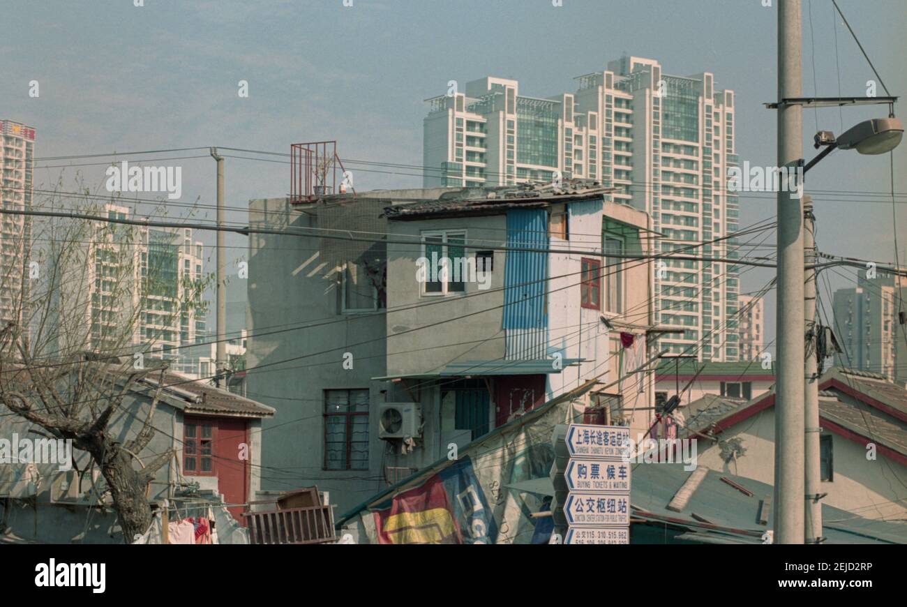 old and new apartment buildings in shanghai, china, 2005 Stock Photo ...