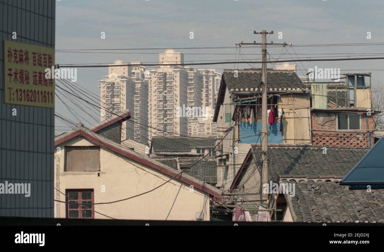 old and new apartment buildings in shanghai, china, 2005 Stock Photo ...
