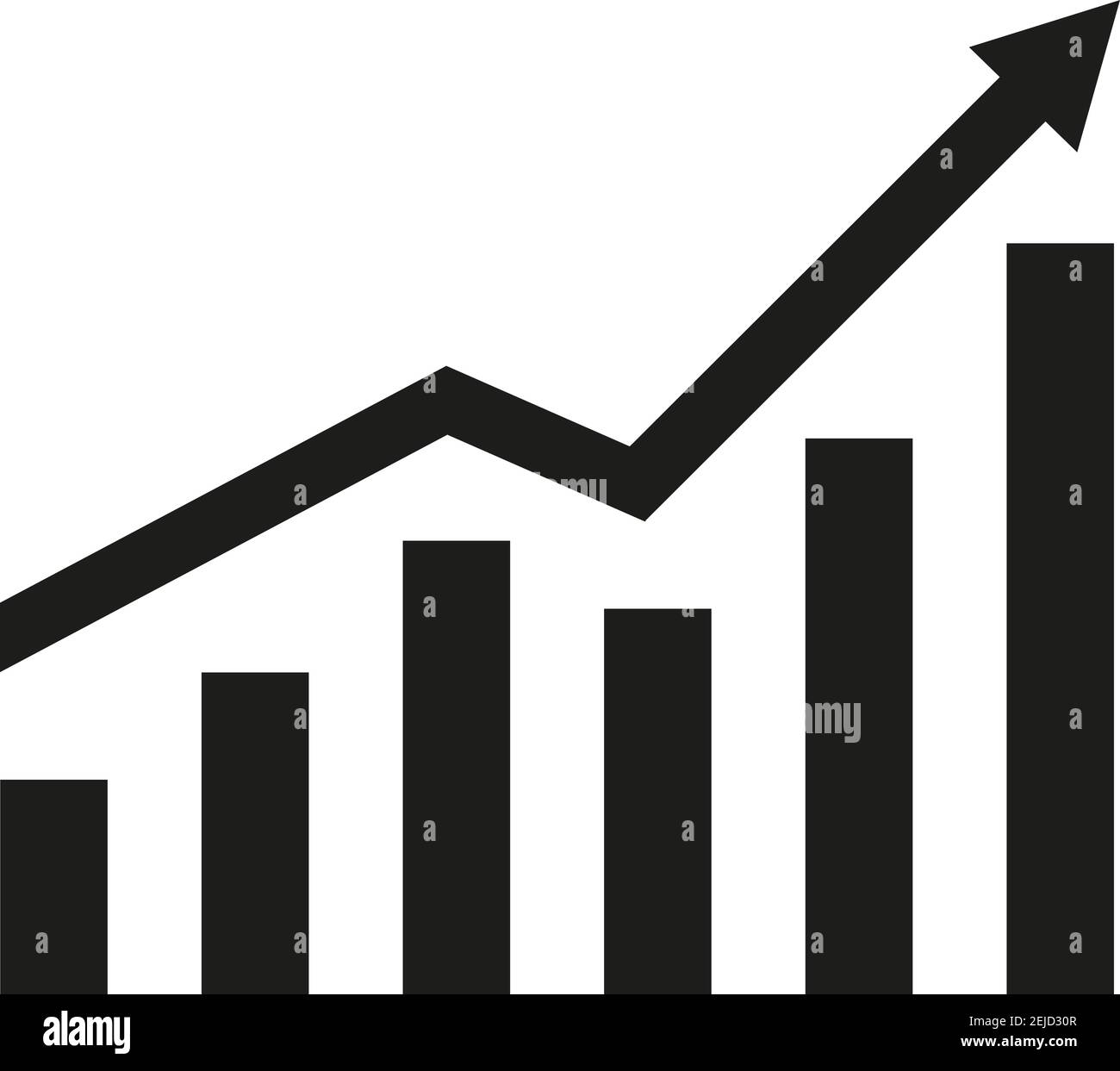 Graph with increase report. Diagram with rise and gain progress. Vector ...