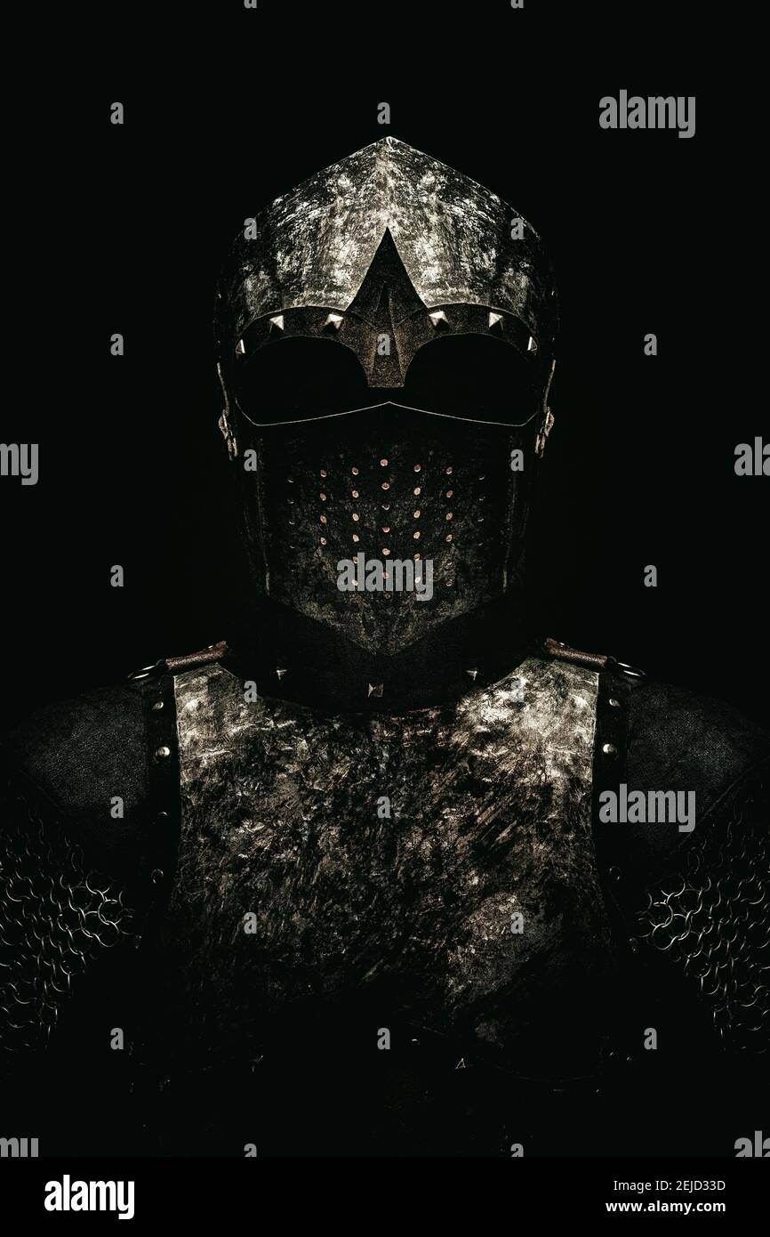 Portrait of a medieval fighter in armor Stock Photo - Alamy