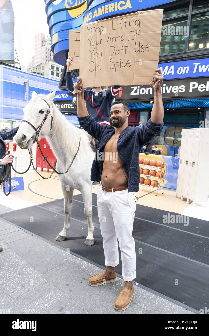 Actor Isaiah Mustafa poses during Old Spice products promotion on Times ...