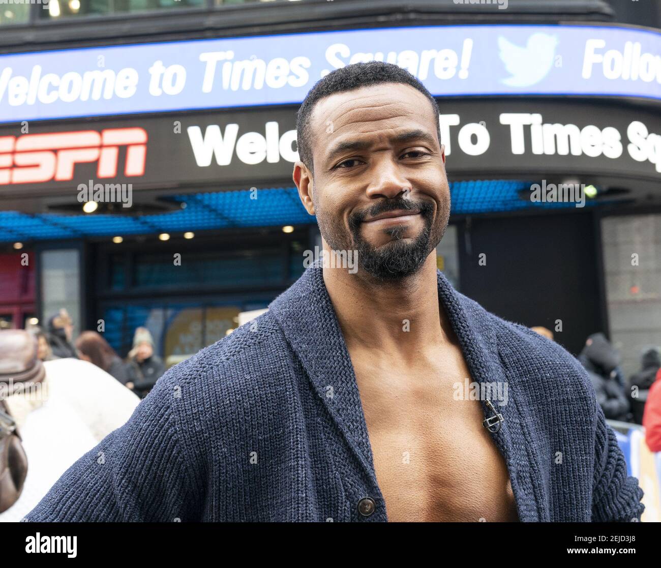 Actor Isaiah Mustafa poses during Old Spice products promotion on Times ...