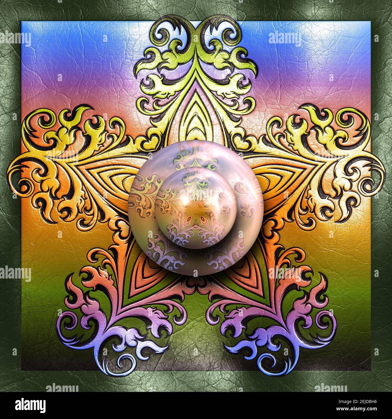 3D rendering of plastic background with embossed ornament and glossy ...