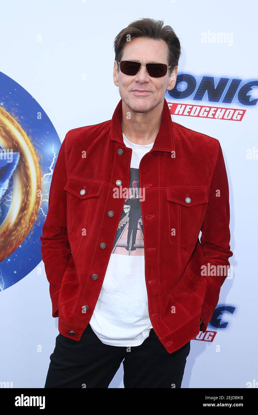 Jim Carrey attends the LA Premiere Of "Sonic The Hedgehog" held at the ...