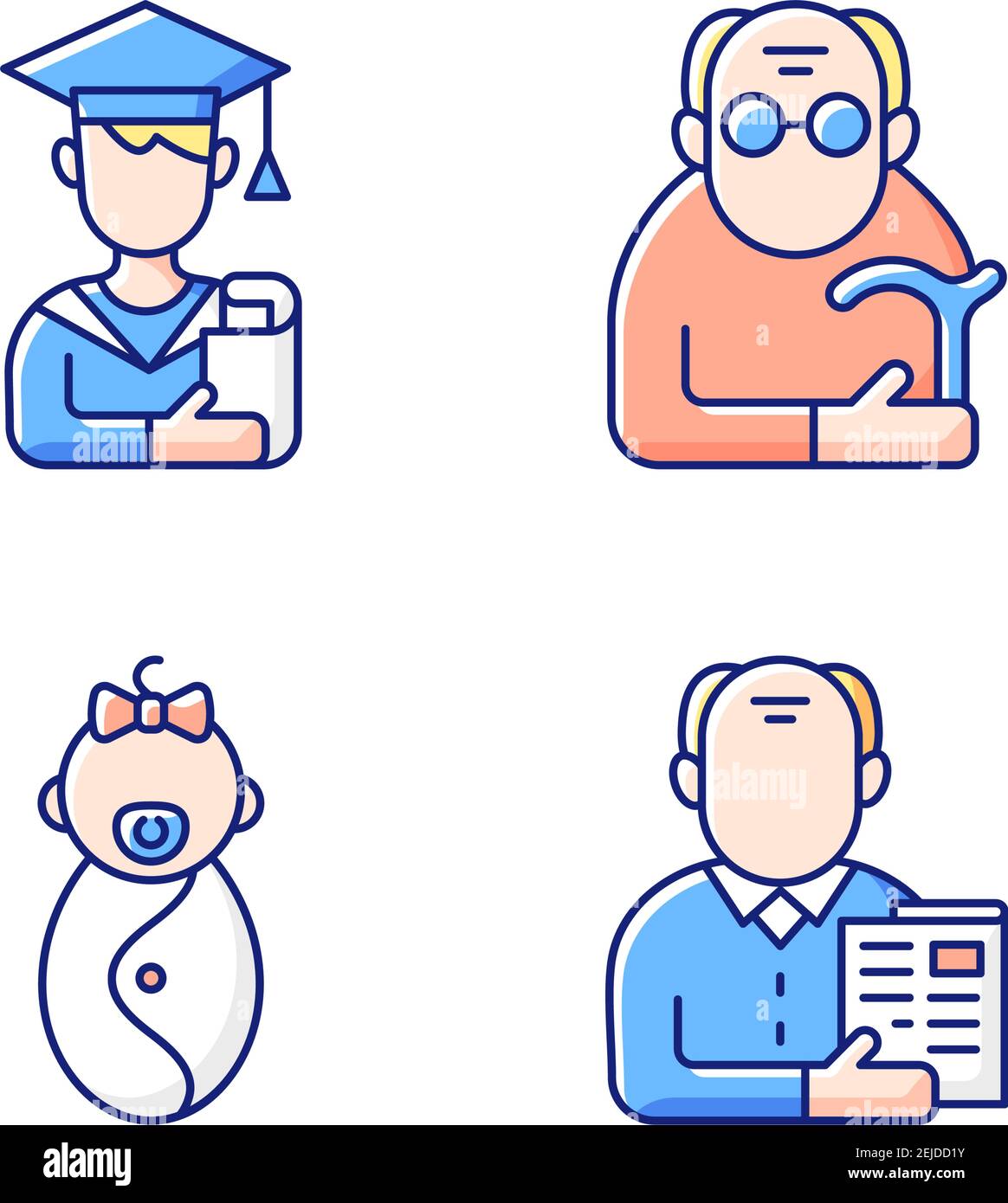 Aging process RGB color icons set Stock Vector Image & Art - Alamy