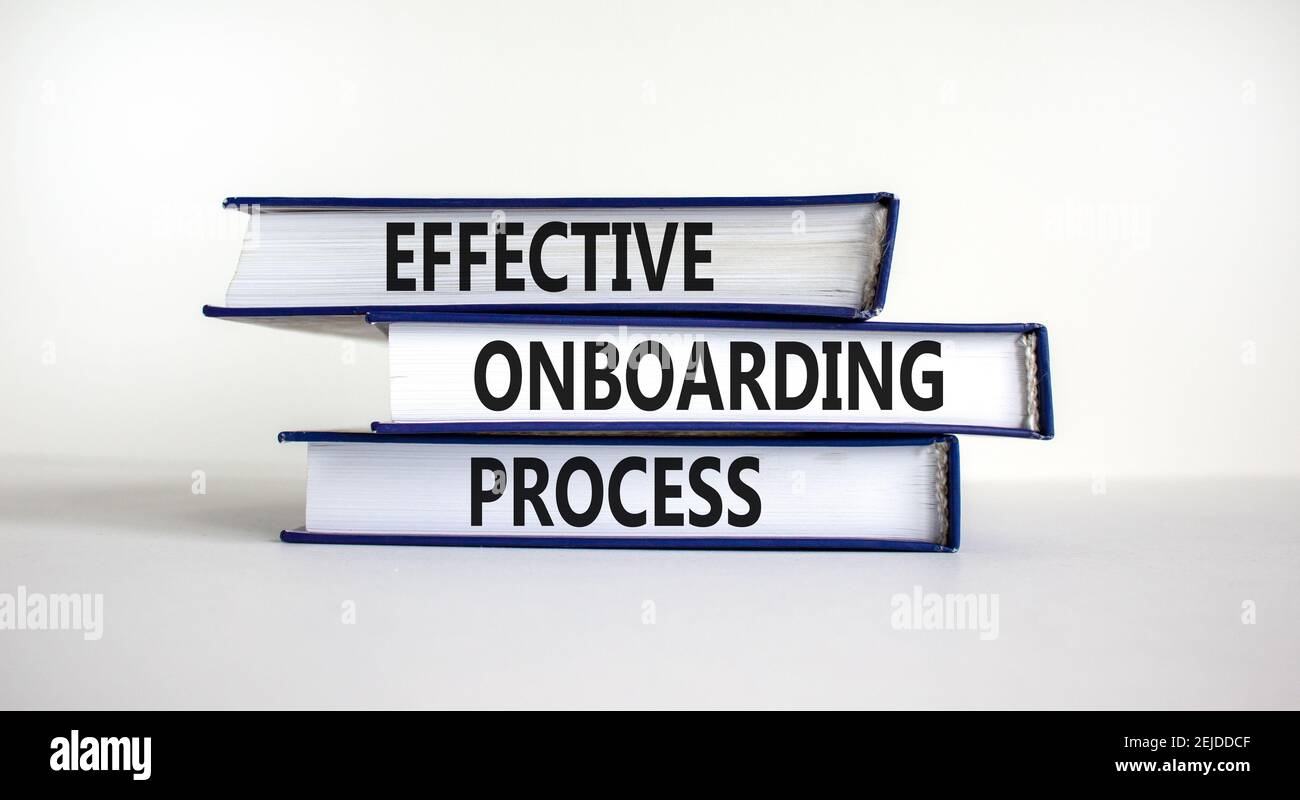 Effective onboarding process symbol. Books with words 'effective ...