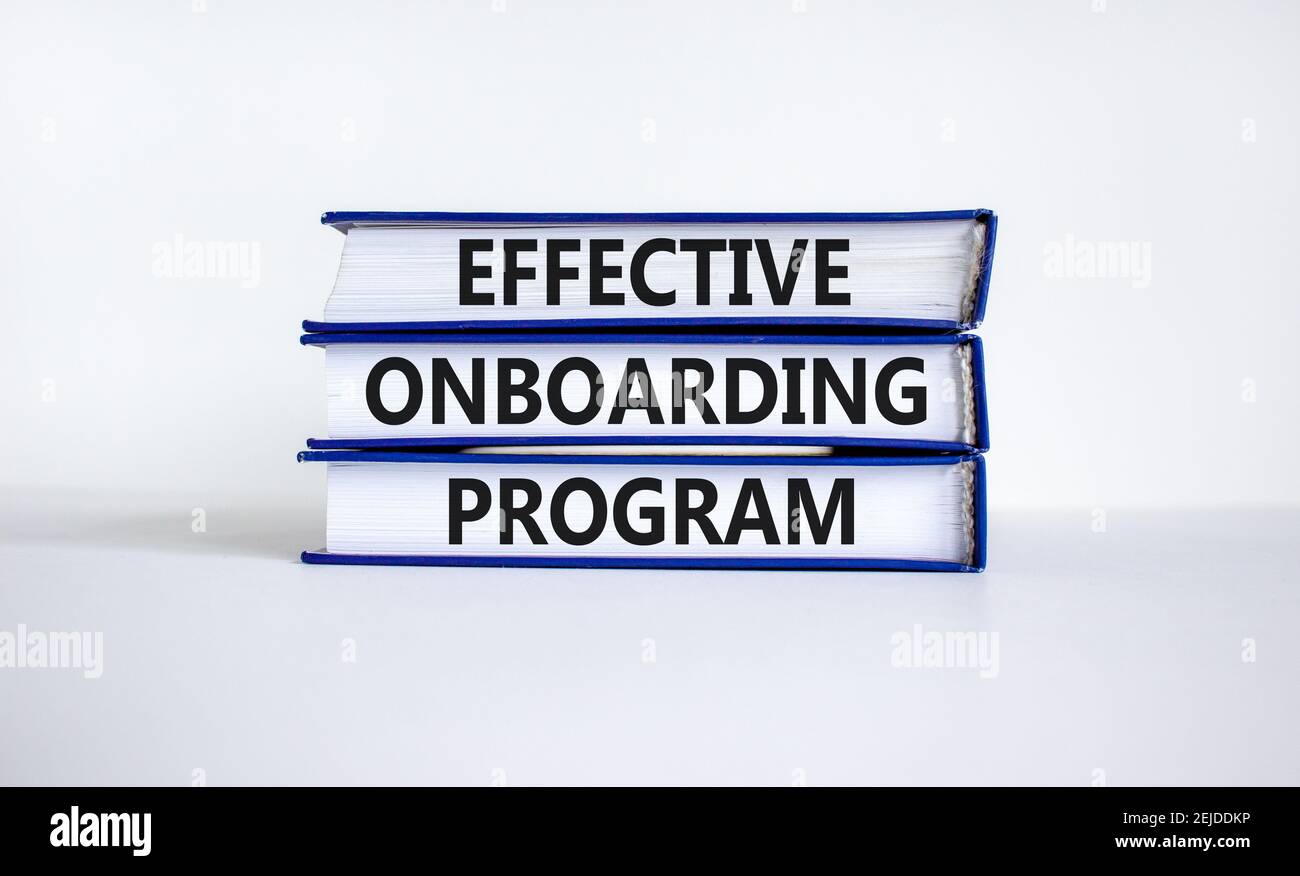 Effective onboarding program symbol. Books with words 'effective ...