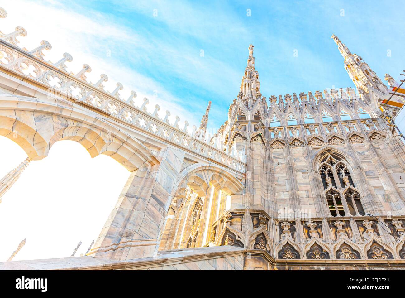 Roof of Milan Cathedral Duomo di Milano with Gothic spires and white ...