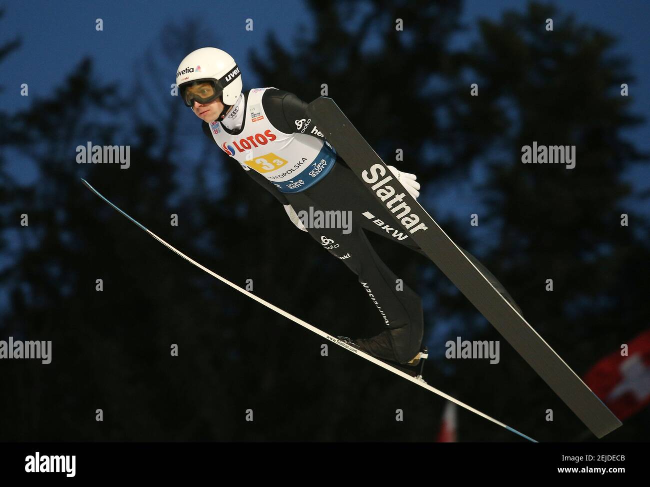 Simon Ammann seen in action during the team competition of the FIS Ski ...