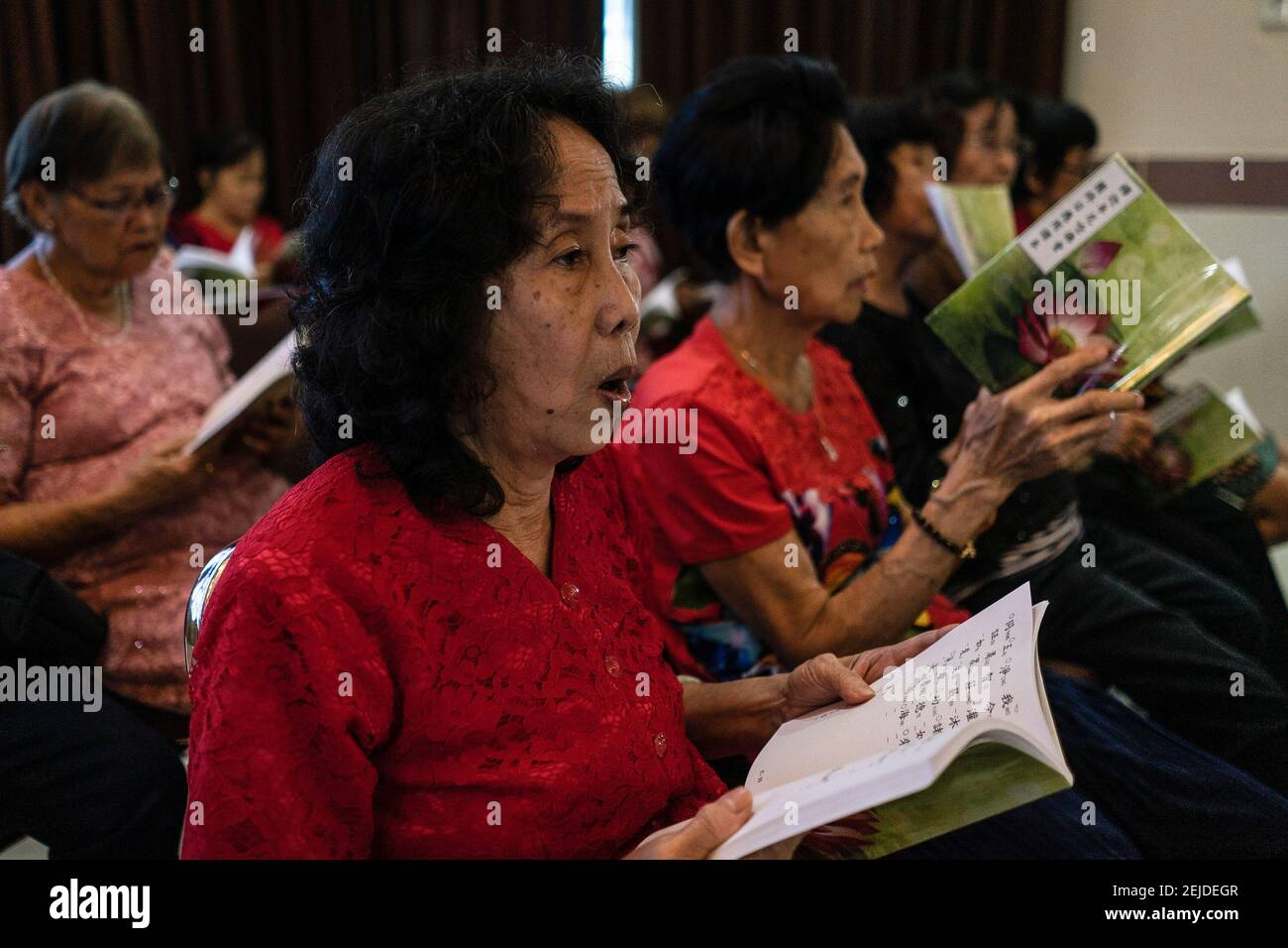 Chinese pray during the Lunar New Year celebration at a Temple in Banda ...