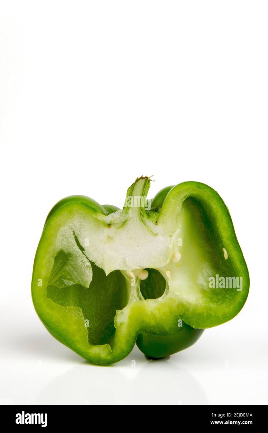 Freshly cut green bell pepper showcasing vibrant color and texture ...