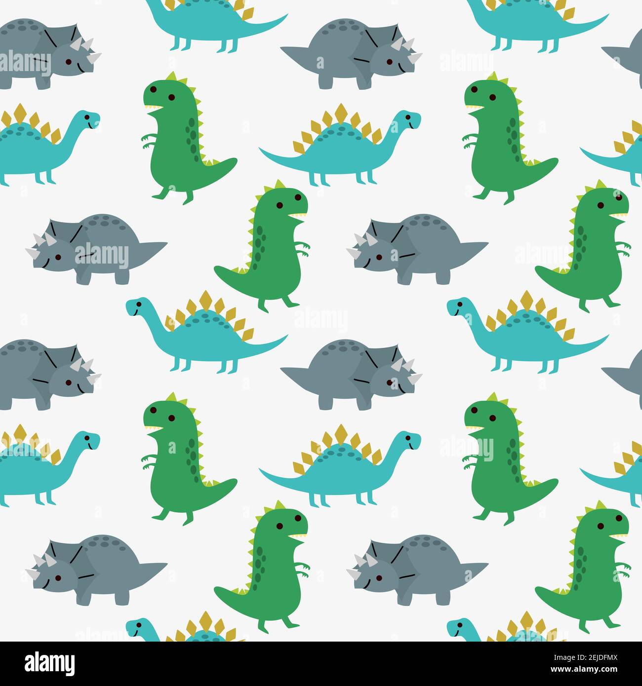 Cute dinosaurs seamless pattern. Childish hand drawn dino in cartoon ...