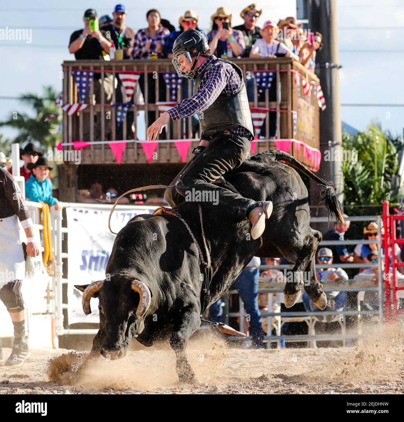 January 25, 2020: Wes Smith competes in the Bull Riding event during ...