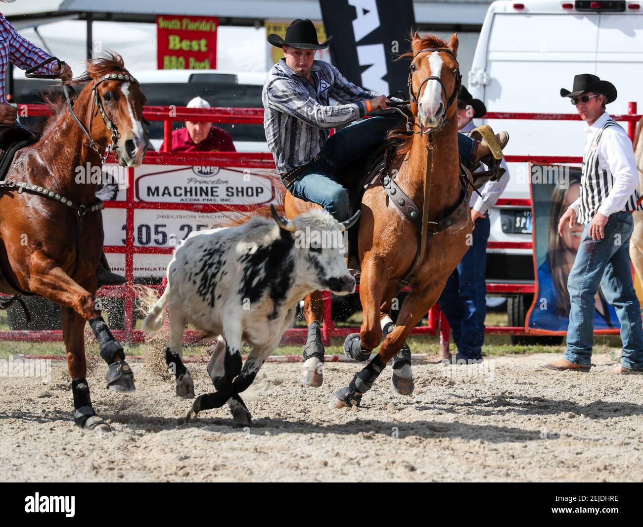 January 25, 2020: Payton Caudill competes in the Steer Wrestling event ...