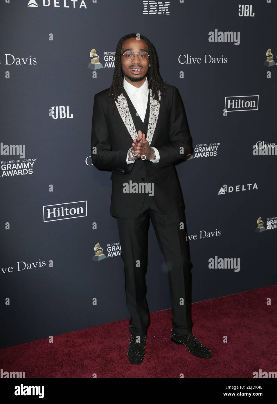 Quavo walking the red carpet at the Clive Davis' 2020 Pre-Grammy Gala ...