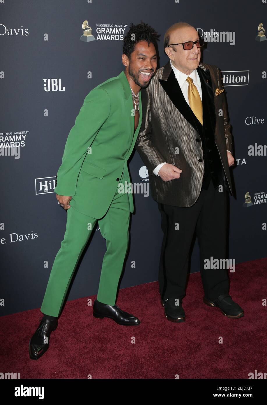 Miguel, Clive Davis walking the red carpet at the Clive Davis' 2020 Pre ...