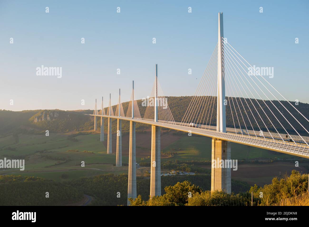 Millau Viaduct over a body of water Stock Photo - Alamy