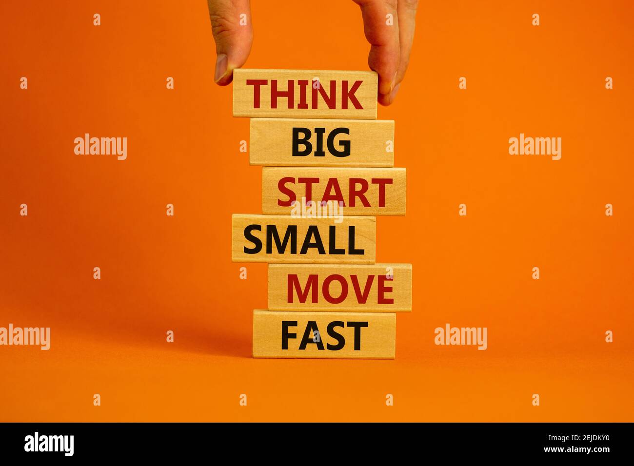 Think big start small symbol. Words 'Think big start small move fast ...