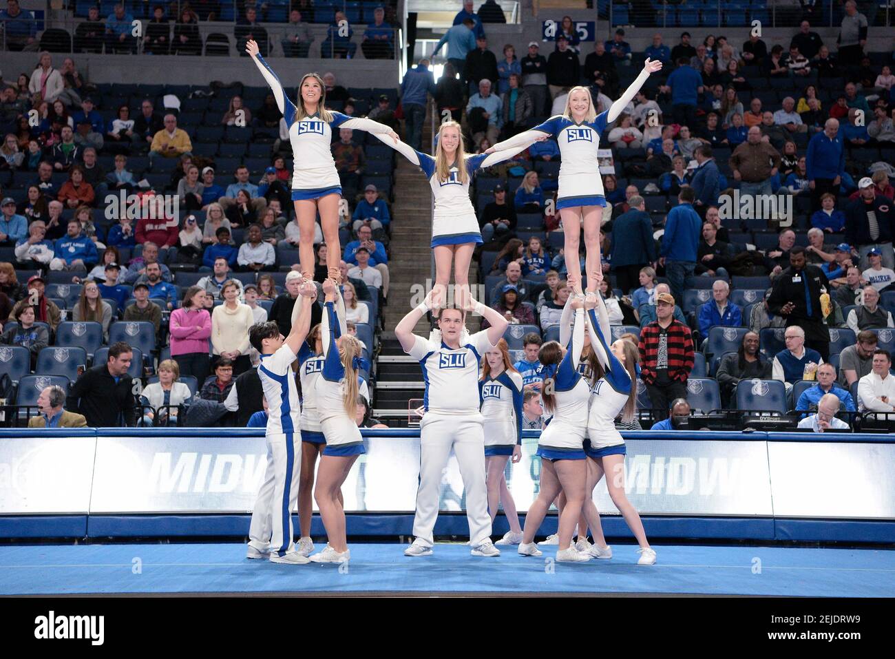 Jan 26, 2020: The Saint Louis cheerleaders perform at halftime in an ...