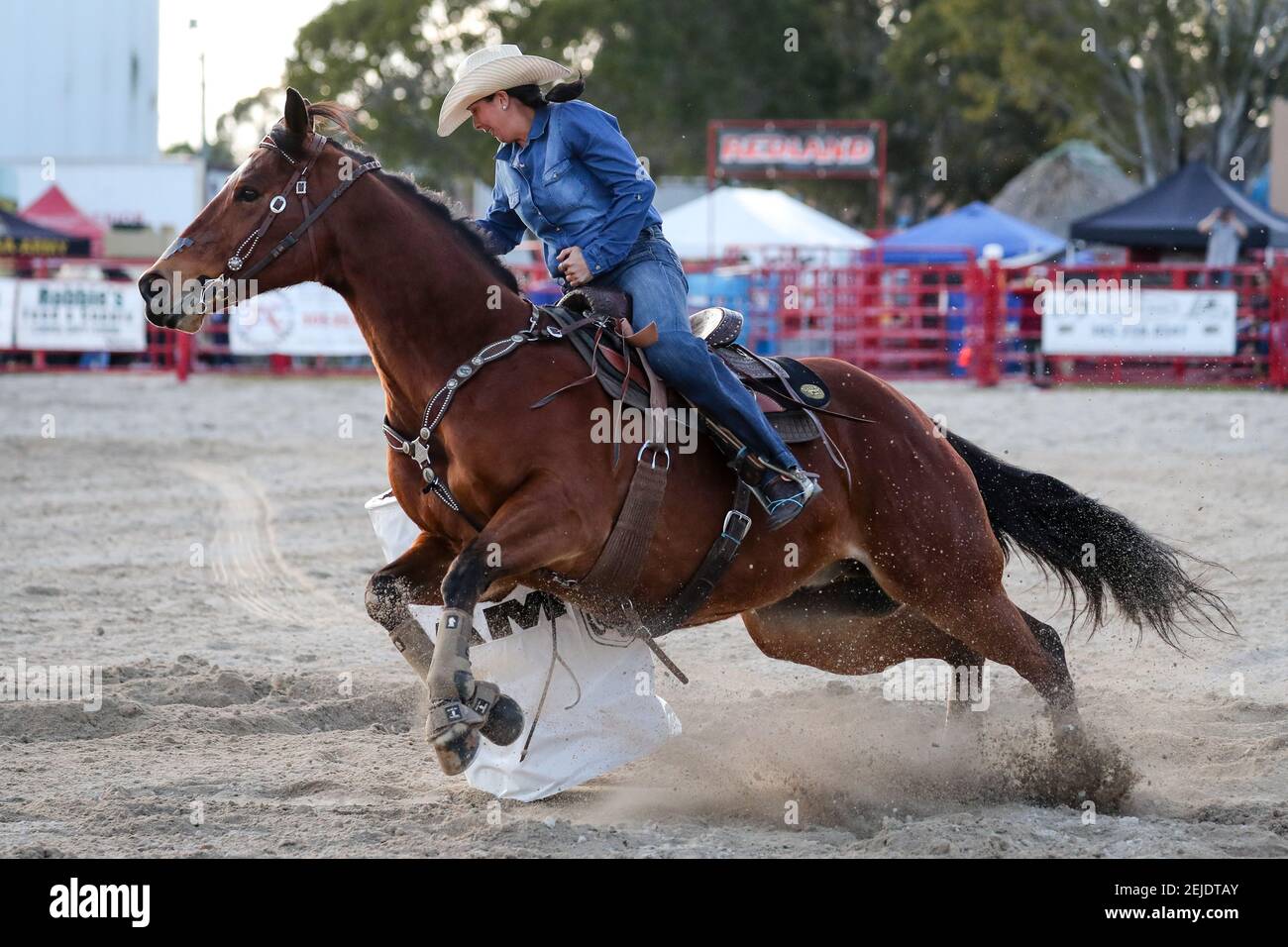 January 25, 2020: Jodi Mathews competes in the Barrel Racing event ...