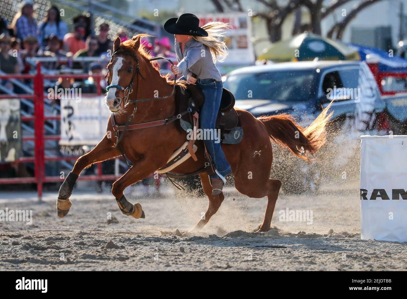 January 25, 2020: Brooke Pope competes in the Barrel Racing event ...