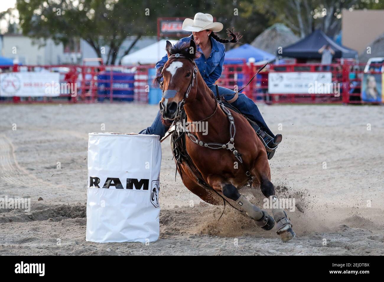 January 25, 2020: Jodi Mathews competes in the Barrel Racing event ...