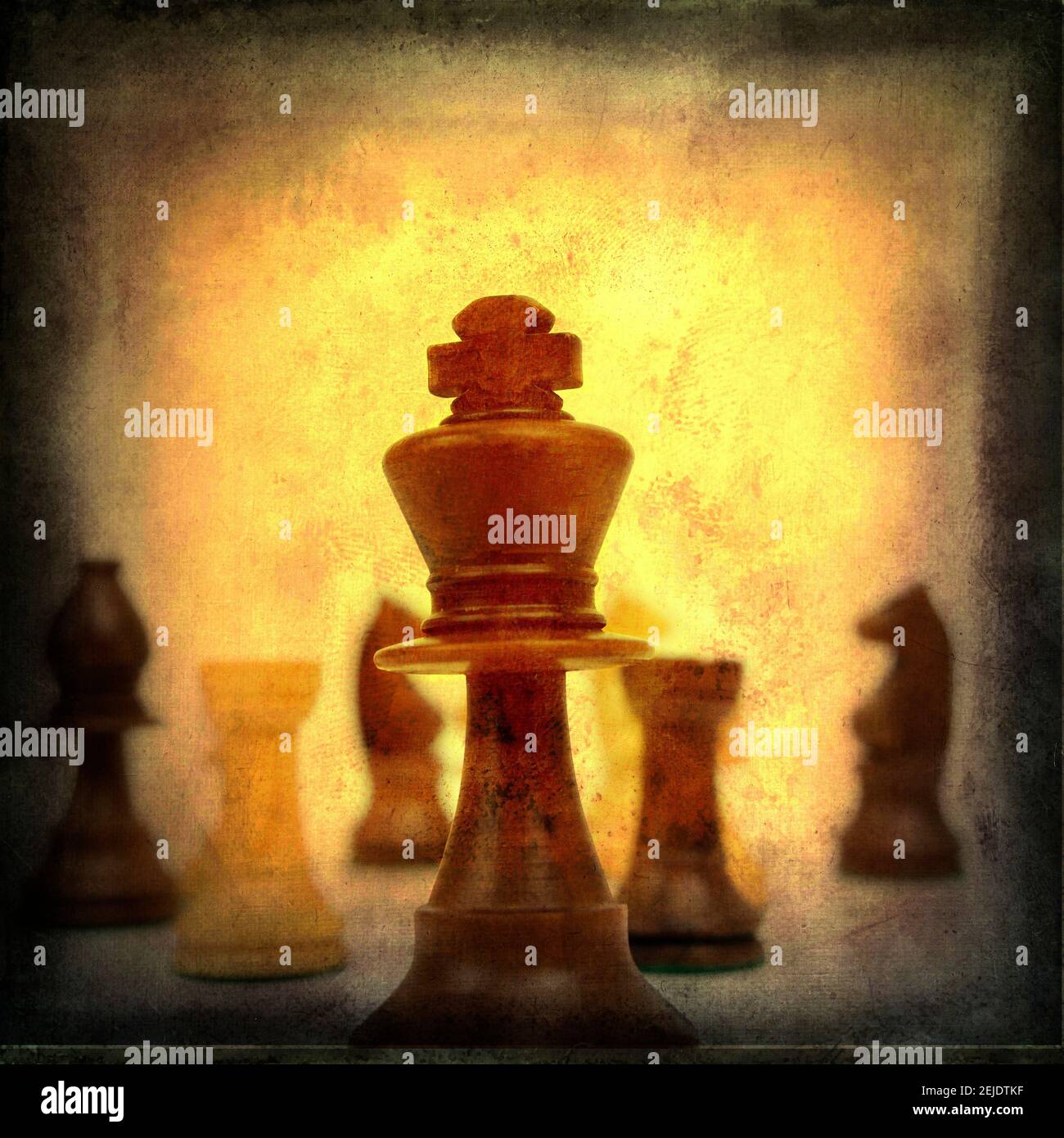 Strategic chess match in progress with wooden pieces and a blurred ...