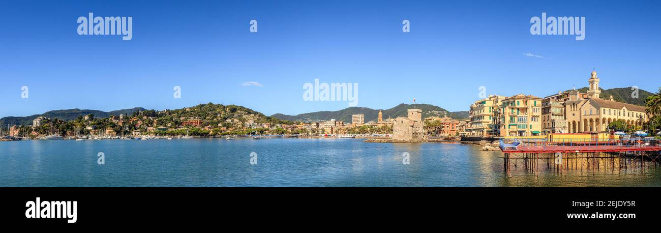 Panoramic view of the town of Rapallo on the Italian Riviera Stock ...