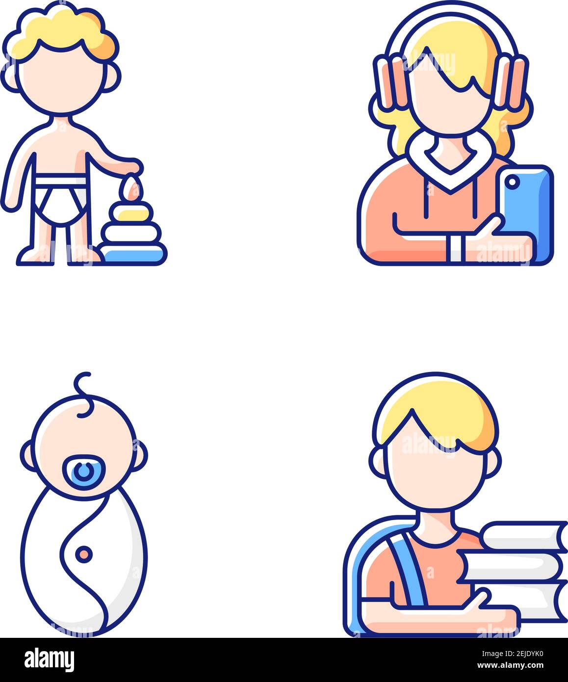 Aging process RGB color icons set Stock Vector Image & Art - Alamy