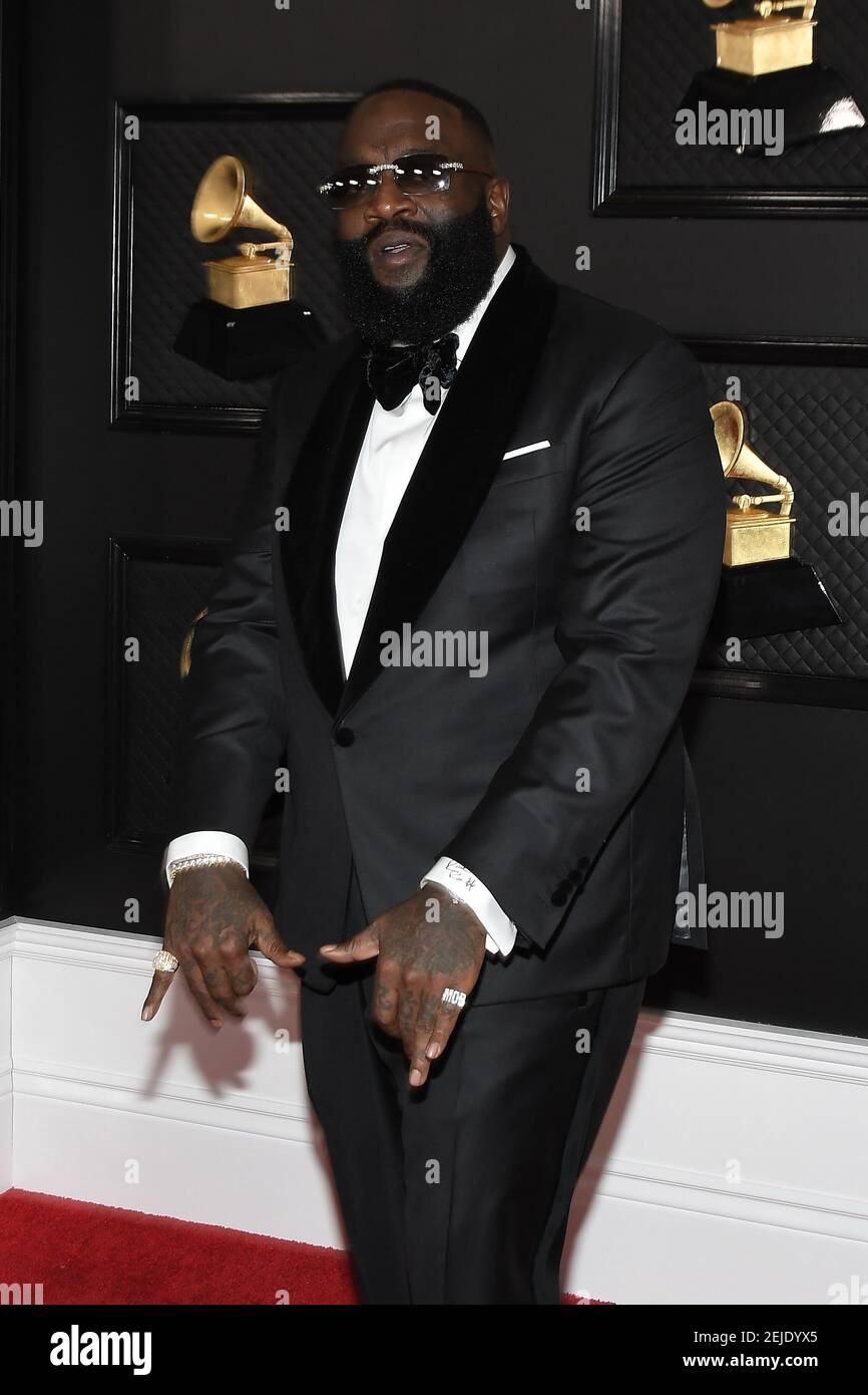 Rick Ross arrives at the 62nd Annual Grammy Awards red carpet held at ...