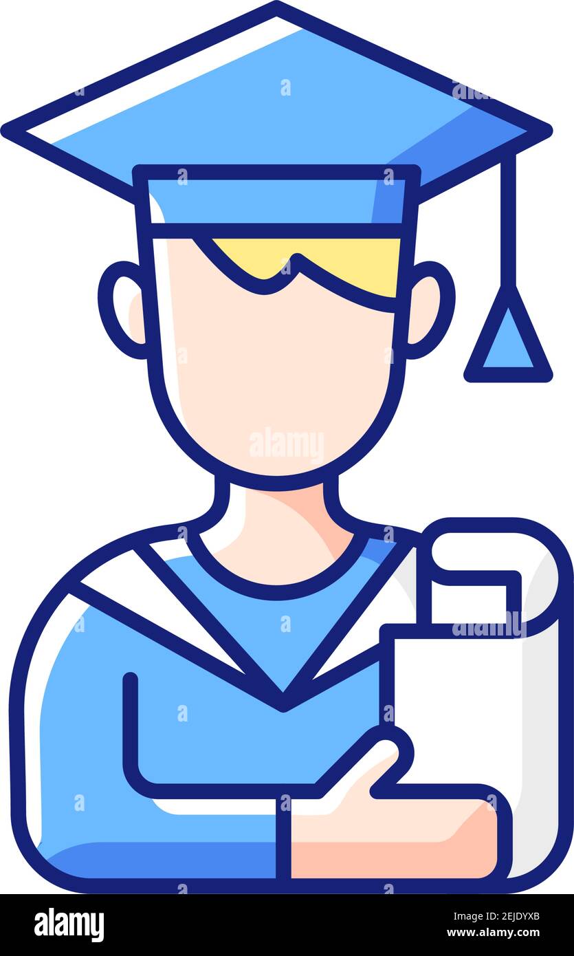 Male student RGB color icon Stock Vector Image & Art - Alamy