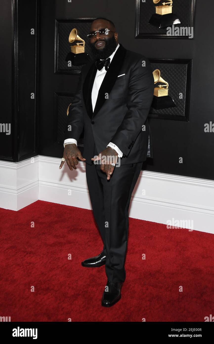 Rick Ross arrives at the 62nd Annual Grammy Awards red carpet held at ...