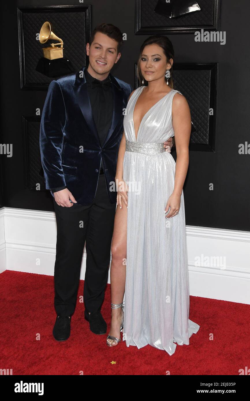 Josh Kerr, Tae Dye arrive at the 62nd Annual Grammy Awards red carpet ...