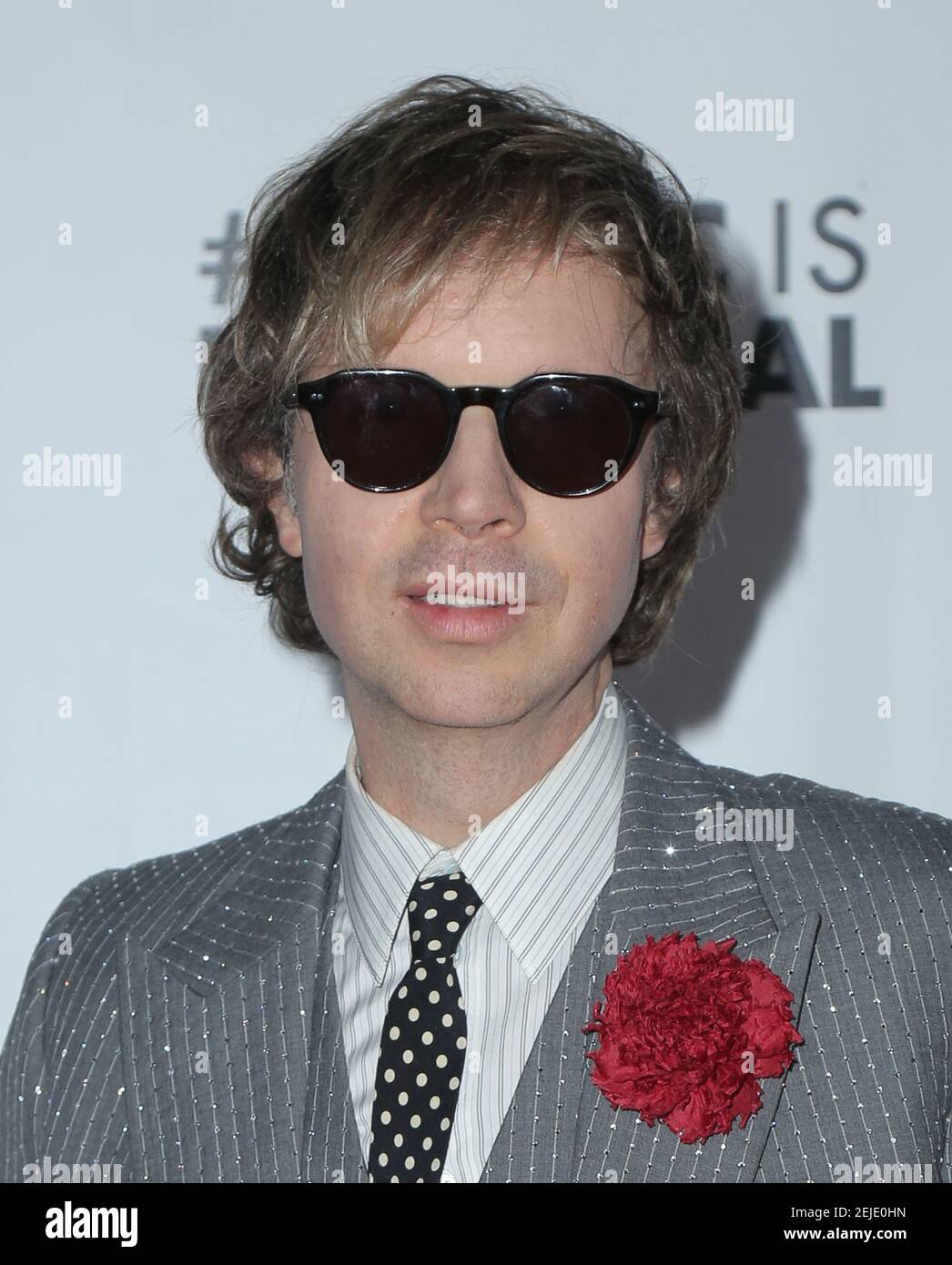 Beck walking the red carpet at the Universal Music Group's 2020 Grammy ...