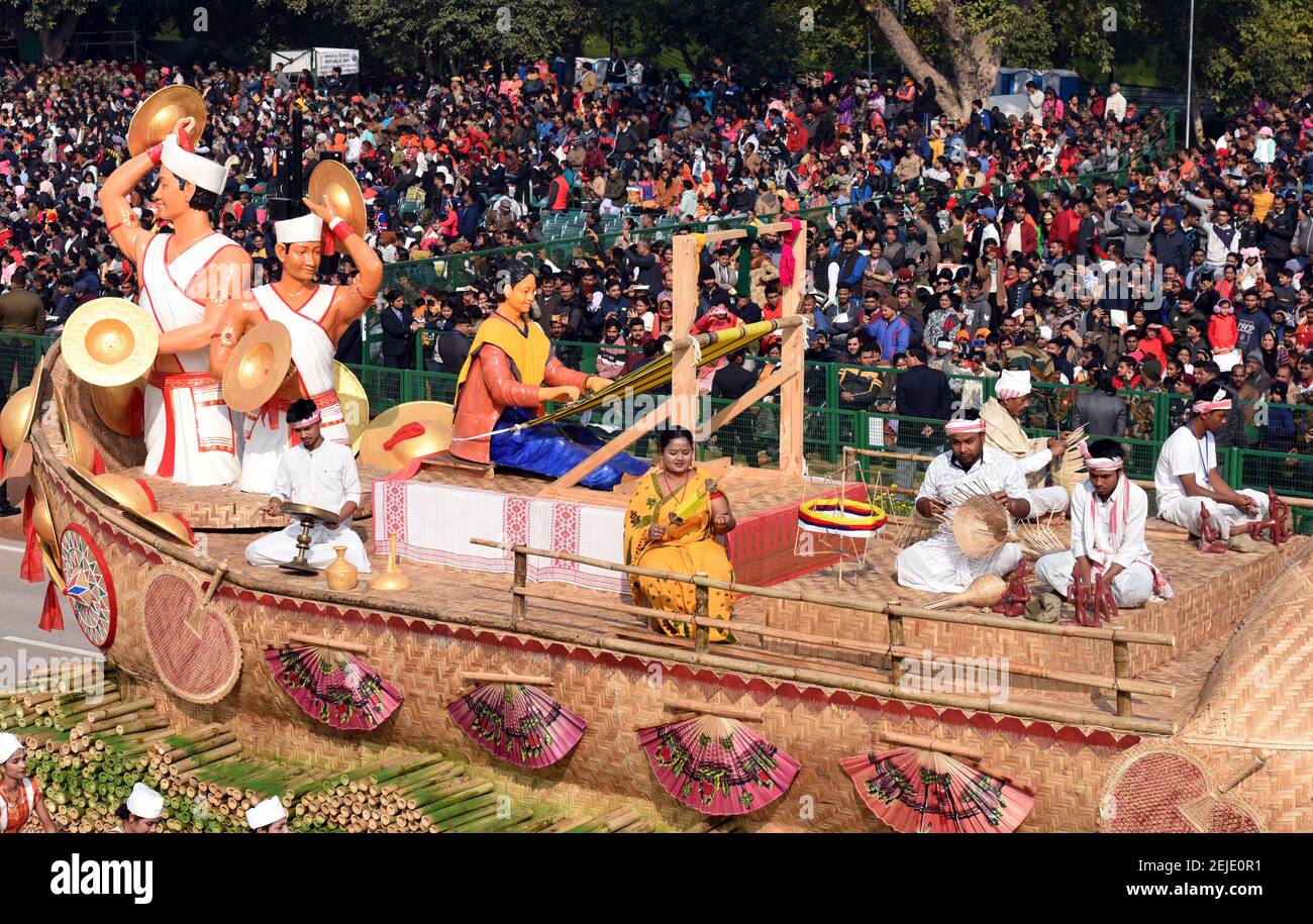 NEW DELHI, INDIA - JANUARY 26: Tableau of Assam passes through Rajpath ...
