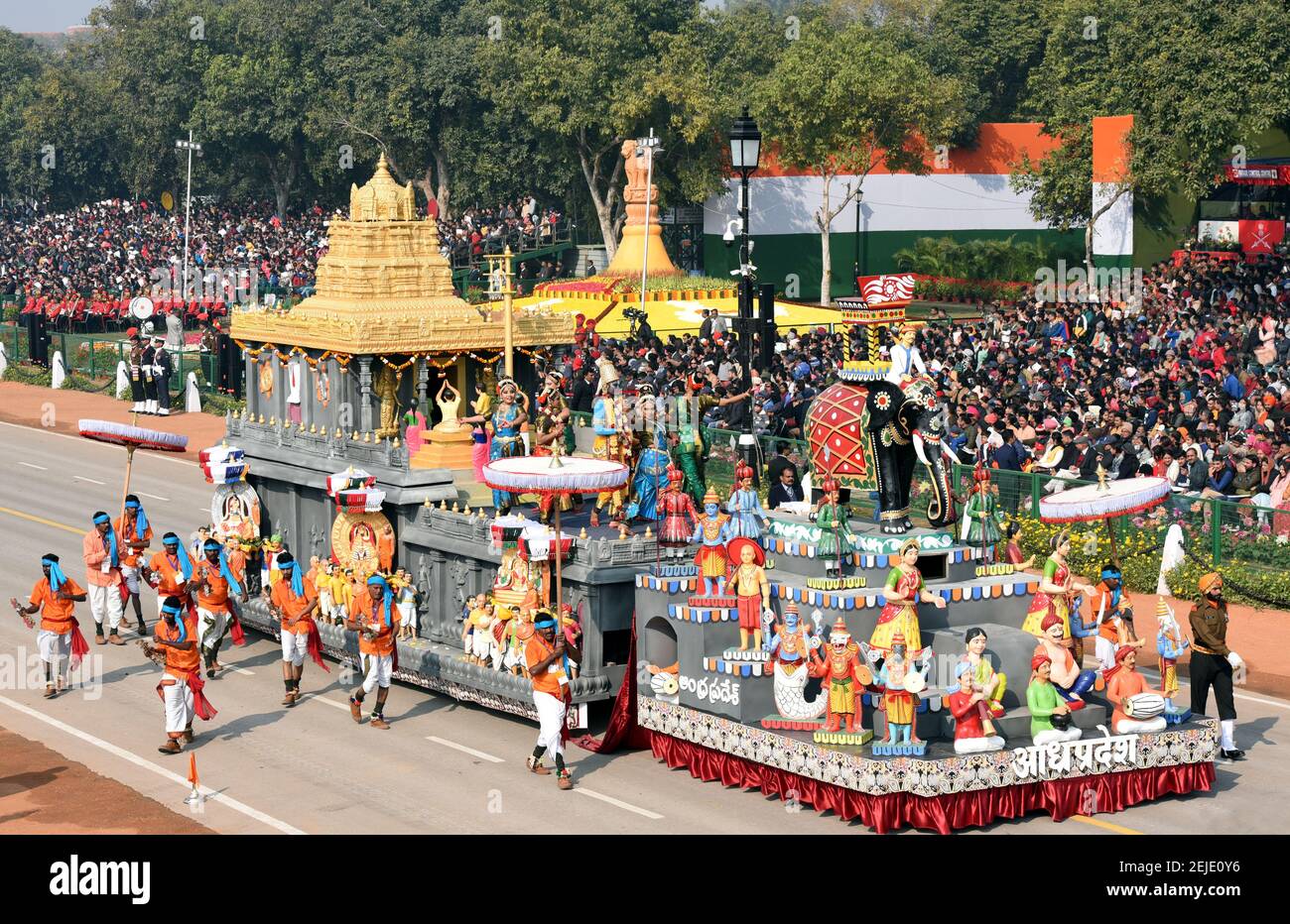 NEW DELHI, INDIA - JANUARY 26: The tableau of Andhra Pradesh passes ...