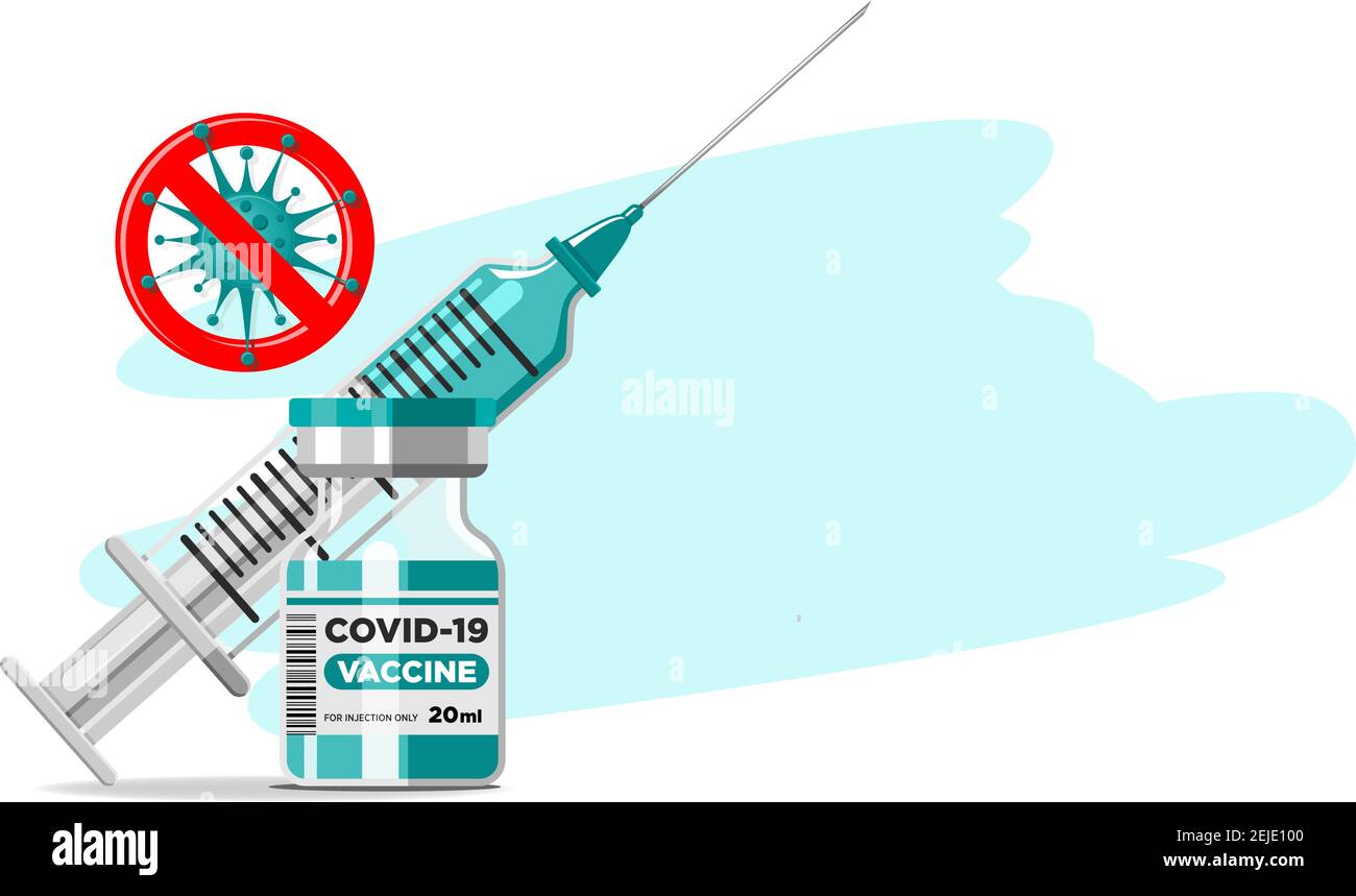 Covid-19 Coronavirus vaccination concept. Vaccine vial and syringe ...
