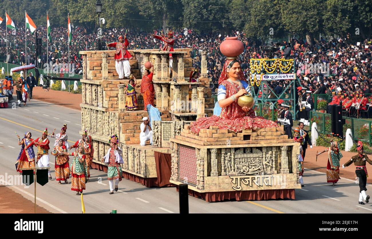 NEW DELHI, INDIA - JANUARY 26: The tableau of Gujarat passes through ...